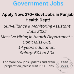 Surveillance and Monitoring Assistant Jobs 2025 Punjab